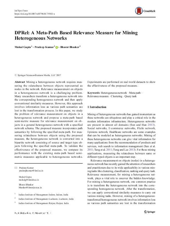 (PDF) DPRel: A Meta-Path Based Relevance Measure for Mining ...