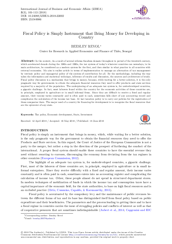(PDF) Fiscal Policy is Simply Instrument that Bring Money for ...