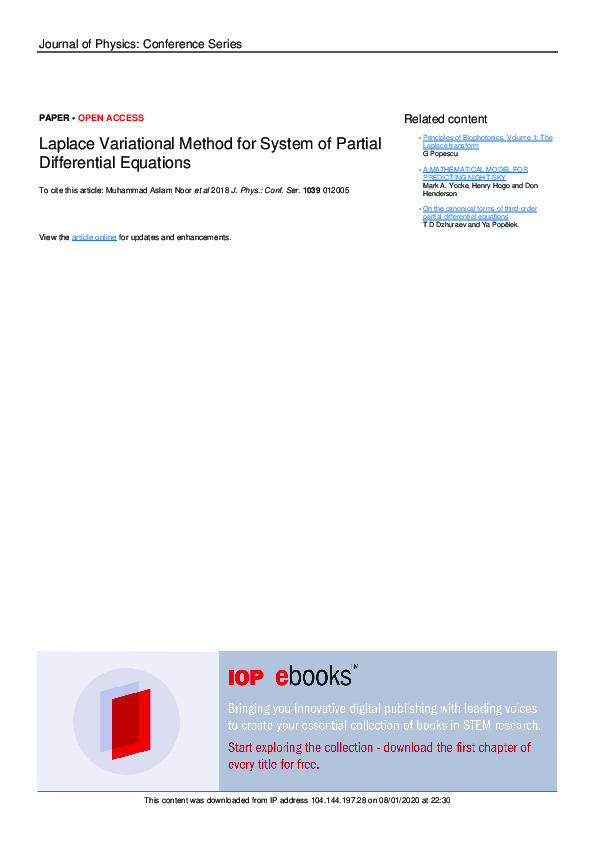 (PDF) Laplace Variational Method for System of Partial Differential Equations