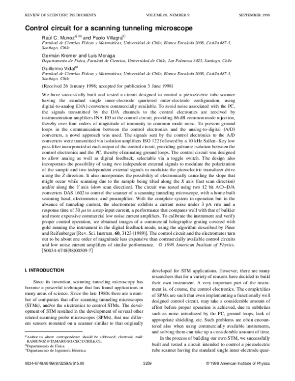 (PDF) Control circuit for a scanning tunneling microscope | guillermo vidal - Academia.edu