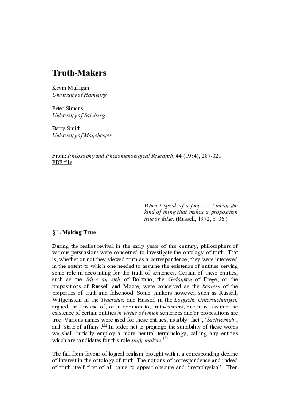 (PDF) Truth-Makers