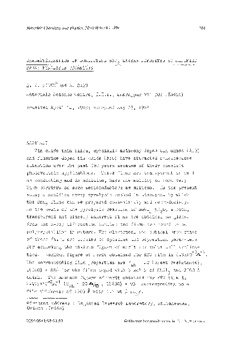 (PDF) Characterisation of conducting SnO2layers deposited by modified ...