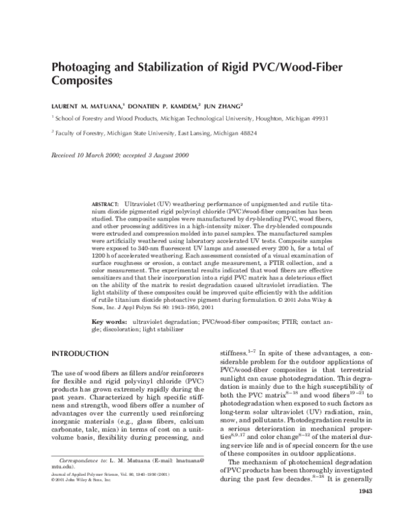 (PDF) Photoaging and stabilization of rigid PVC/wood-fiber composites