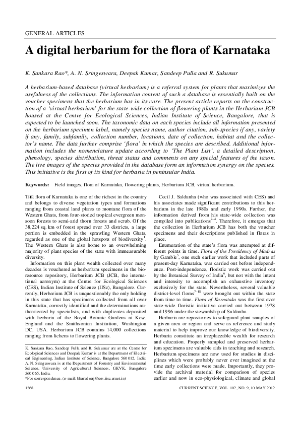 (PDF) A digital herbarium for the flora of Karnataka
