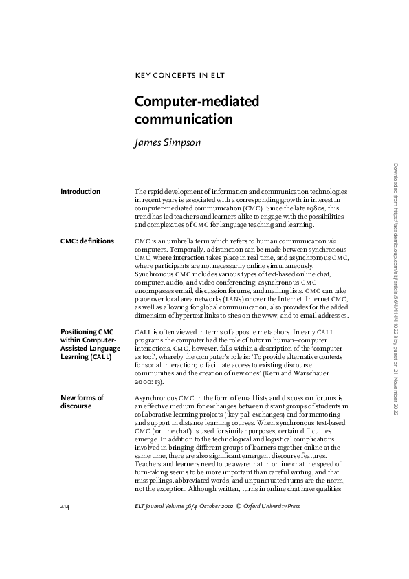(PDF) Computer-mediated communication