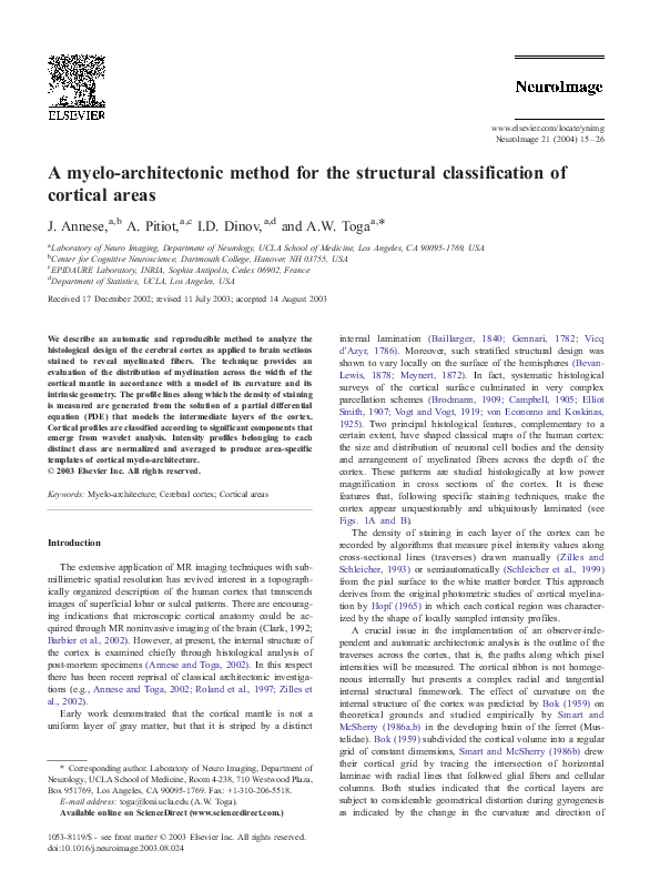 (PDF) A myelo-architectonic method for the structural classification of ...