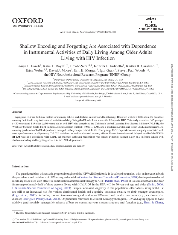 (PDF) Shallow encoding and forgetting are associated with dependence in ...