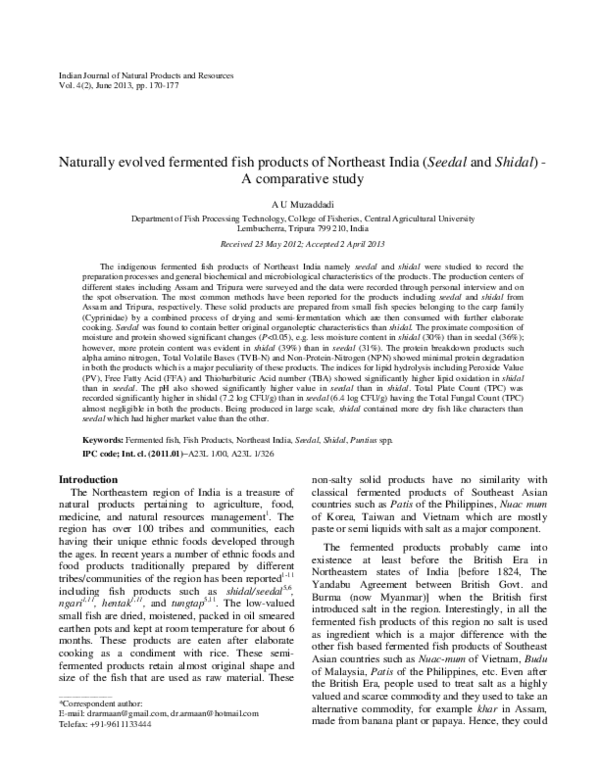 (PDF) Naturally evolved fermented fish products of Northeast India ...