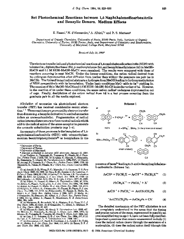 (PDF) SET Photochemical Reactions between 1,4-Naphthalenedicarbonitrile ...