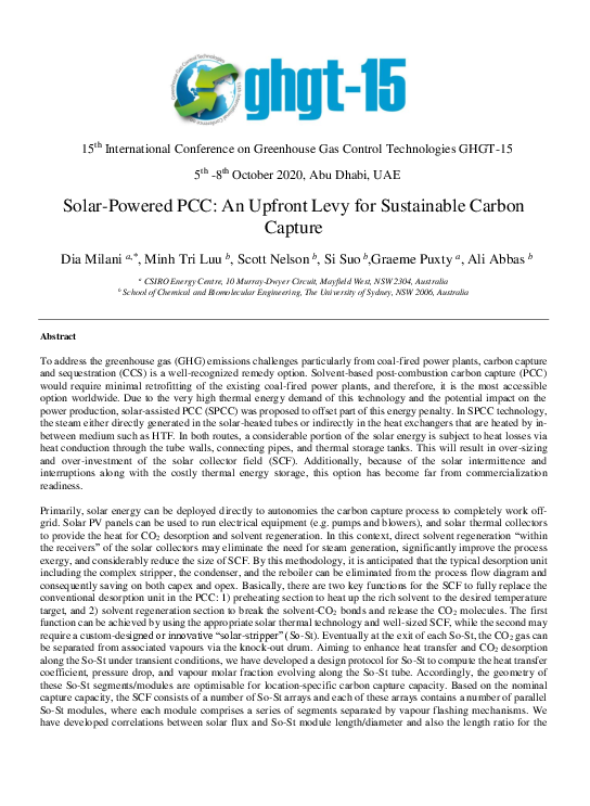 (PDF) Solar-powered PCC: An upfront levy for sustainable carbon capture