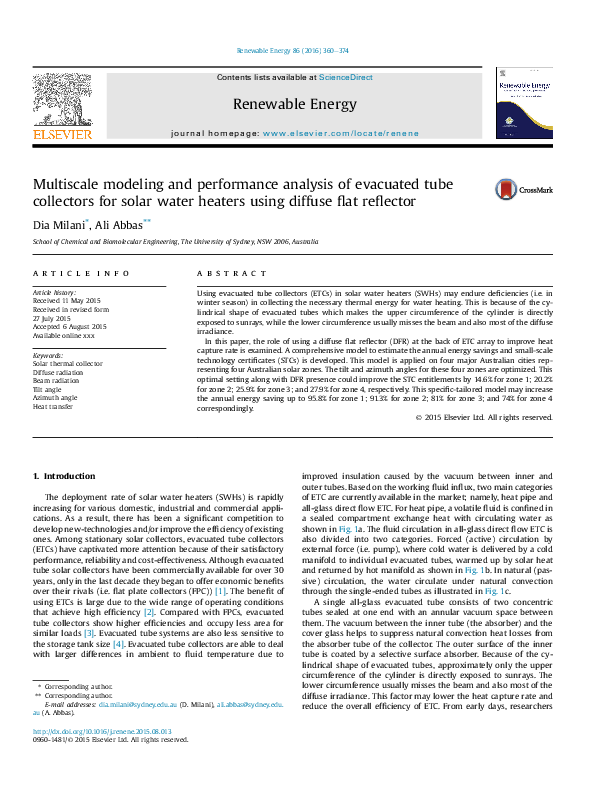 (PDF) Multiscale modeling and performance analysis of evacuated tube collectors for solar water ...