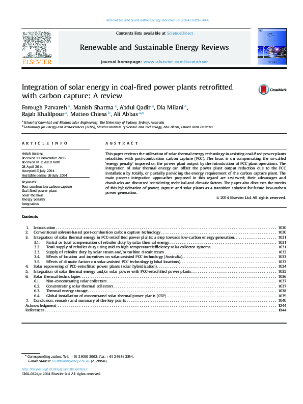 (PDF) Integration of solar energy in coal-fired power plants ...