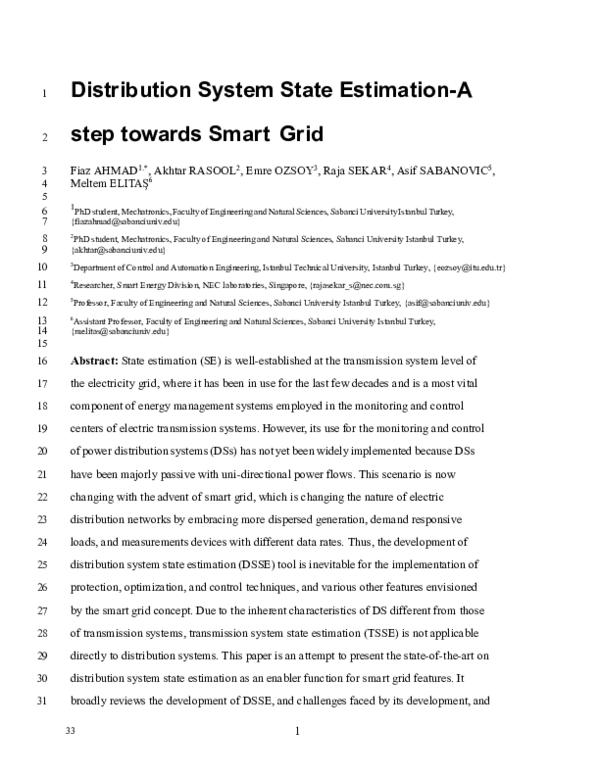 Distribution System State Estimation A Step Towards Smart Grid