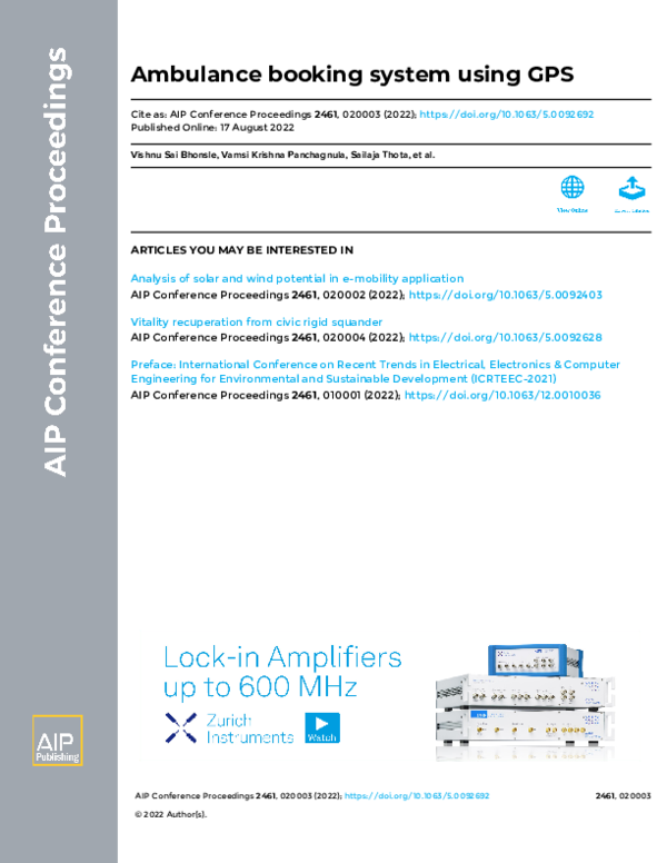 Pdf Ambulance Booking System Using Gps 