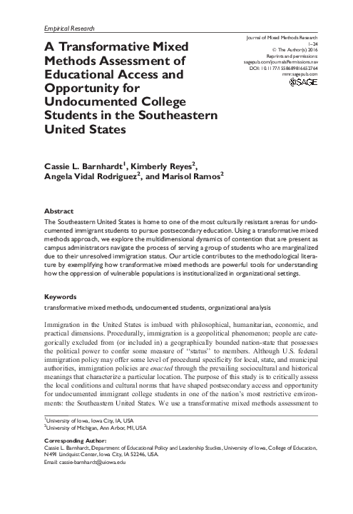 (PDF) A Transformative Mixed Methods Assessment of Educational Access ...