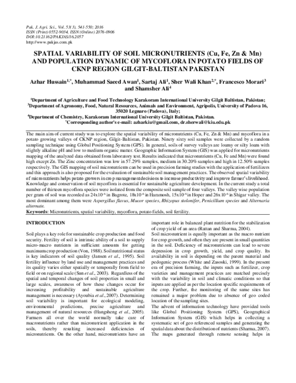 (PDF) SPATIAL VARIABILITY OF SOIL MICRONUTRIENTS (Cu, Fe, Zn & Mn) AND POPULATION DYNAMIC OF ...