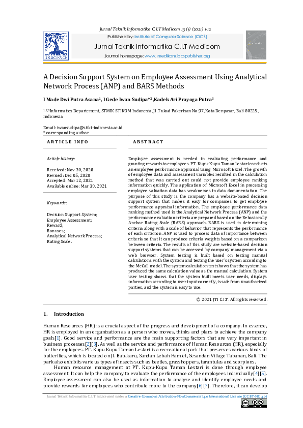 (PDF) A Decision Support System on Employee Assessment Using Analytical Network Process (ANP ...