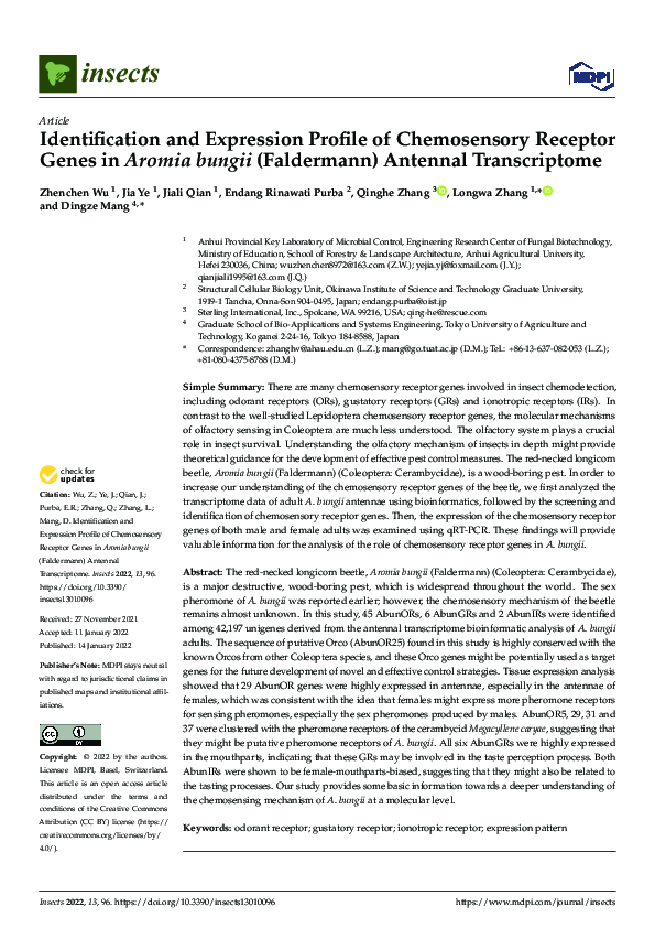 (PDF) Identification and Expression Profile of Chemosensory Receptor ...