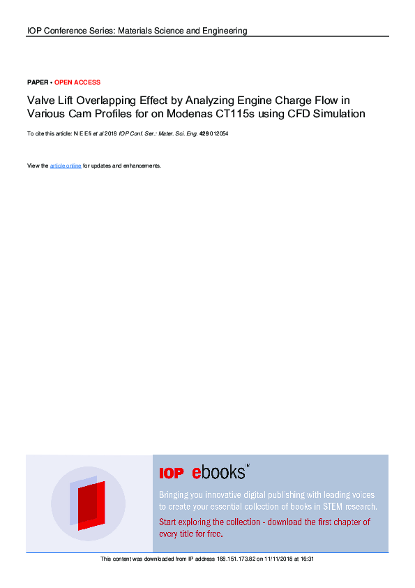 (PDF) Valve Lift Overlapping Effect by Analyzing Engine Charge Flow in Various Cam Profiles for ...