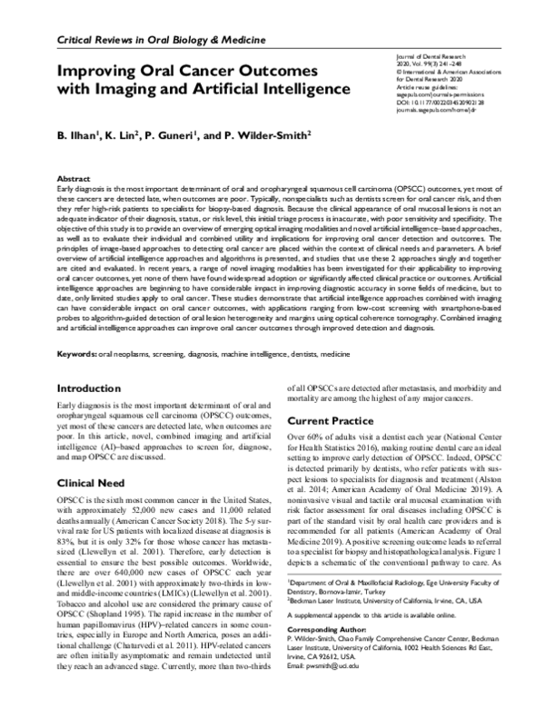(PDF) Improving Oral Cancer Outcomes with Imaging and Artificial ...