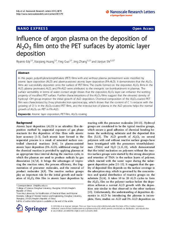 (PDF) Influence of argon plasma on the deposition of Al2O3 film onto ...