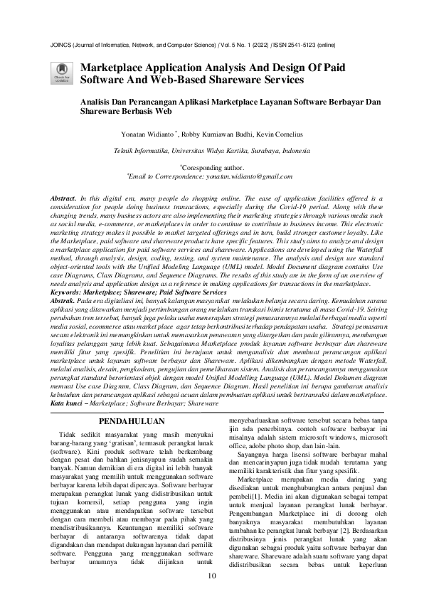 (PDF) Marketplace Application Analysis And Design Of Paid Software And ...