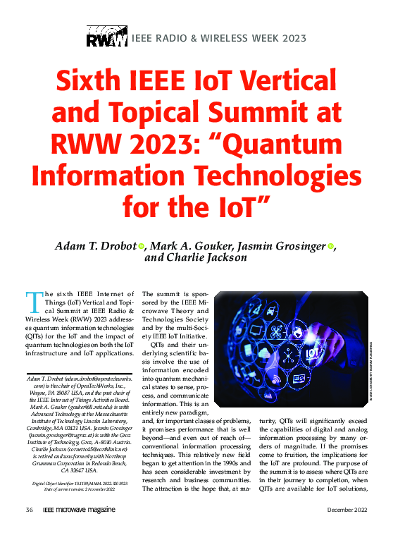 (PDF) Sixth IEEE IoT Vertical and Topical Summit at RWW 2023 Quantum ...
