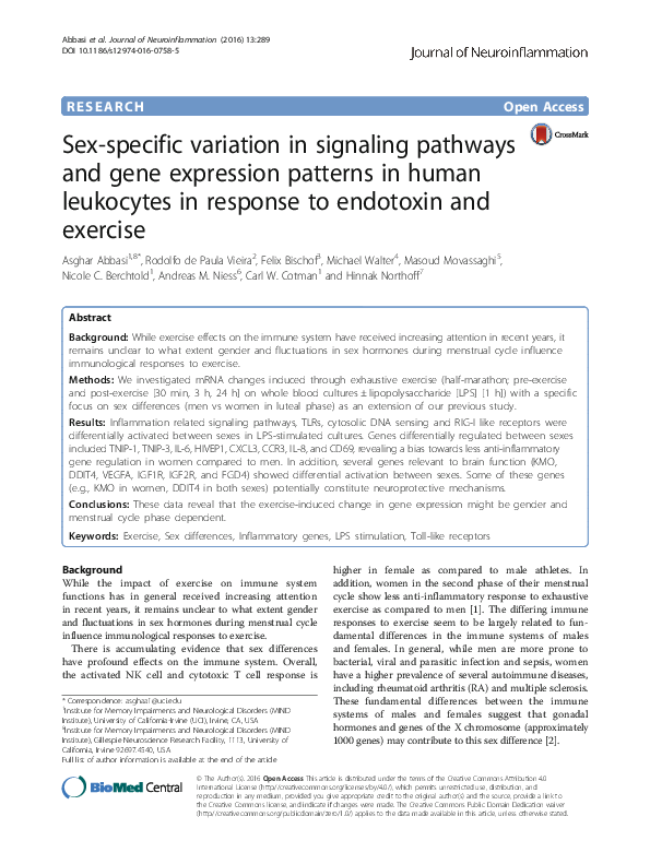 (PDF) Sex-specific variation in signaling pathways and gene expression ...