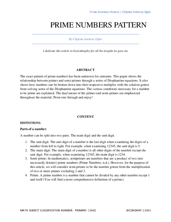 (PDF) Prime-numbers Patterns