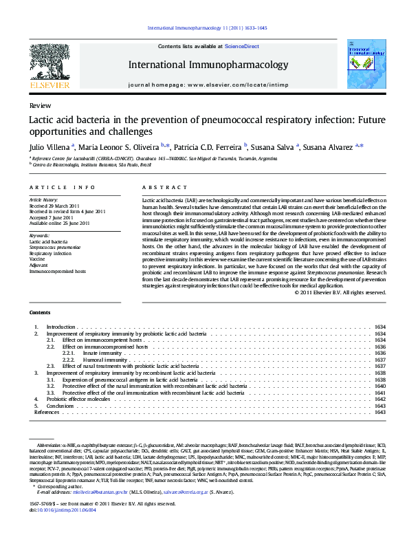 (PDF) Lactic acid bacteria in the prevention of pneumococcal ...