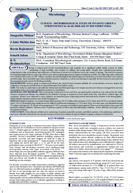 (PDF) Clinico – Microbiological Study of Invasive Group a Streptococcal ...