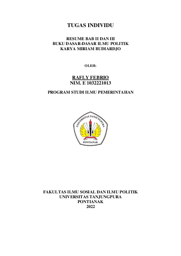 Pdf Tugas Individu Resume Bab Ii Dan Iii Buku Dasar Dasar Ilmu Politik Karya Miriam Budiardjo Oleh