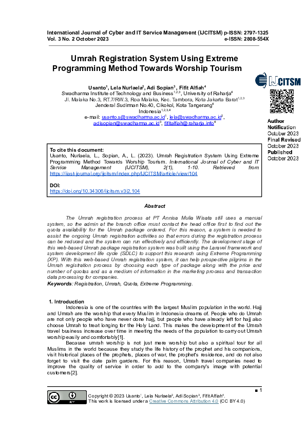 (PDF) Umrah Registration System Using Extreme Programming Method ...