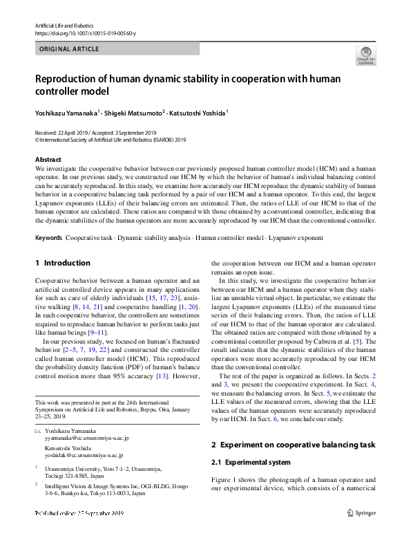 (PDF) Reproduction of human dynamic stability in cooperation with human ...