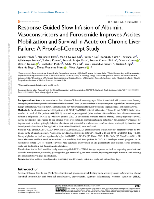 (PDF) Response Guided Slow Infusion of Albumin, Vasoconstrictors and ...