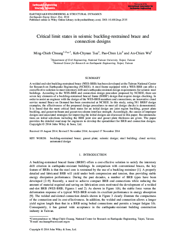(PDF) Critical limit states in seismic buckling-restrained brace and ...