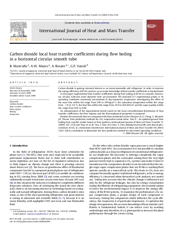 (PDF) Carbon dioxide local heat transfer coefficients during flow ...