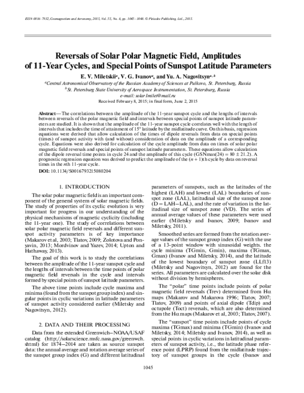(PDF) Reversals of solar polar magnetic field, amplitudes of 11-year ...