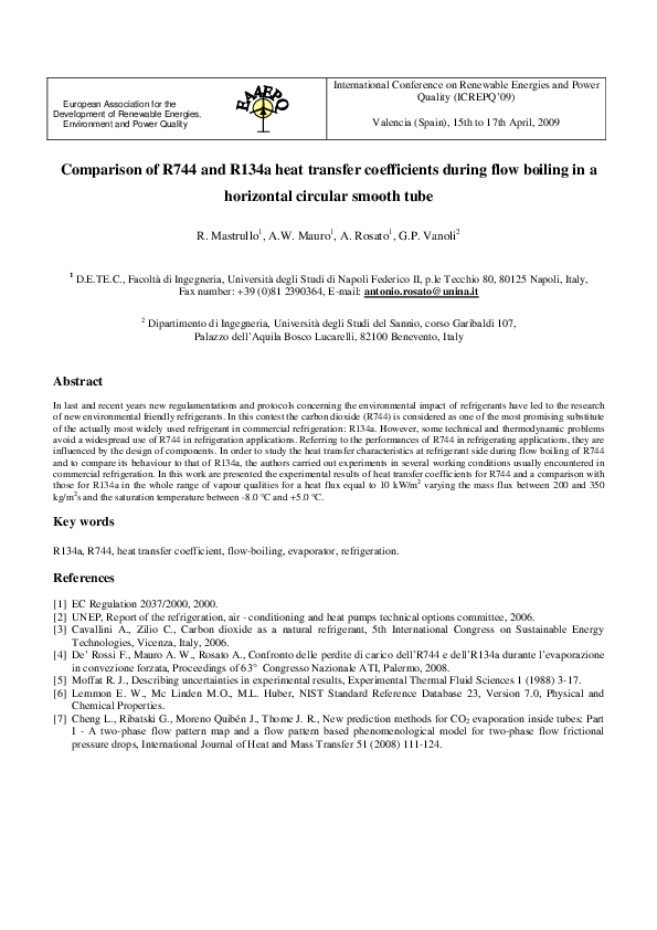 (PDF) Comparison of R744 and R134a heat transfer coefficients during ...