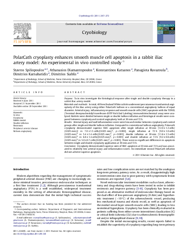 (PDF) PolarCath cryoplasty enhances smooth muscle cell apoptosis in a ...