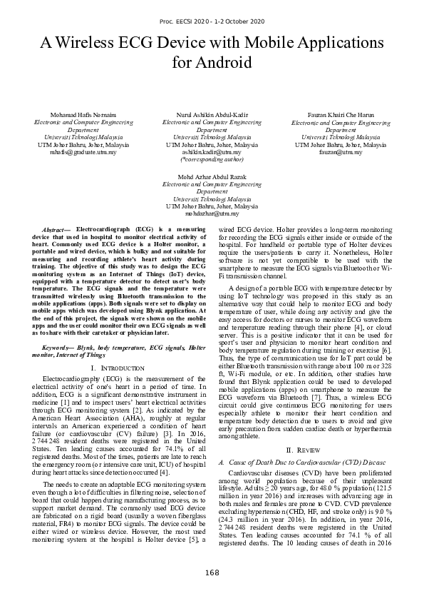 (PDF) A Wireless ECG Device with Mobile Applications for Android