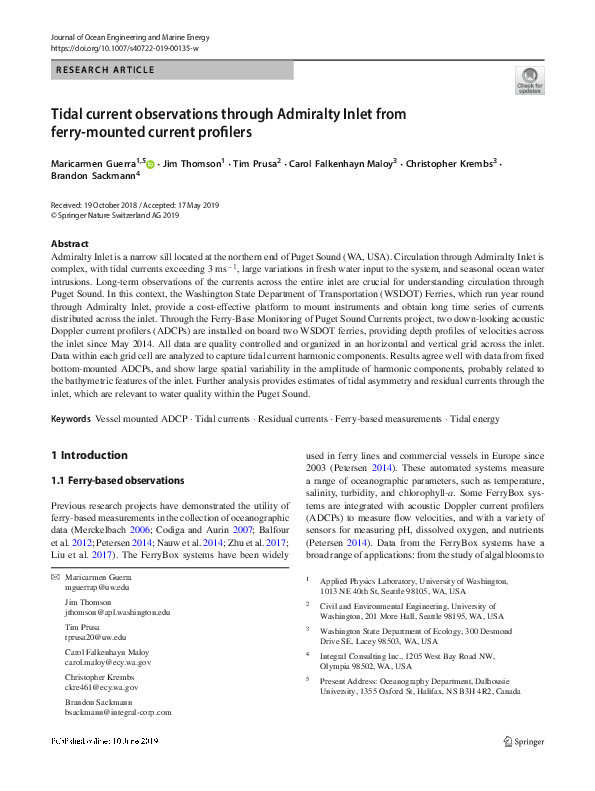 (PDF) Tidal current observations through Admiralty Inlet from ferry ...