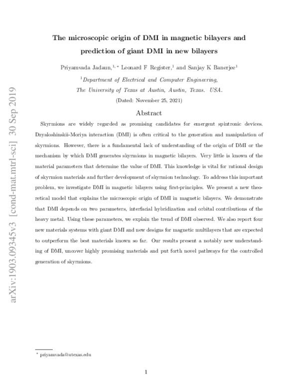 (PDF) Giant Dzyaloshinskii-Moriya interaction (DMI) in magnetic ...