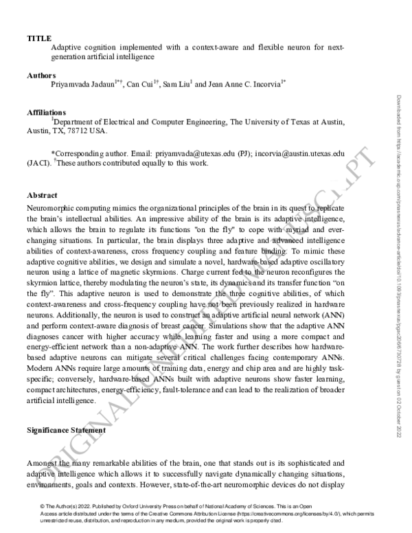 (PDF) Adaptive cognition implemented with a context-aware and flexible ...