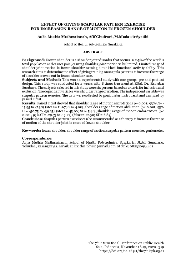 (PDF) Effect of Giving Scapular Pattern Exercise for Increasion Range ...