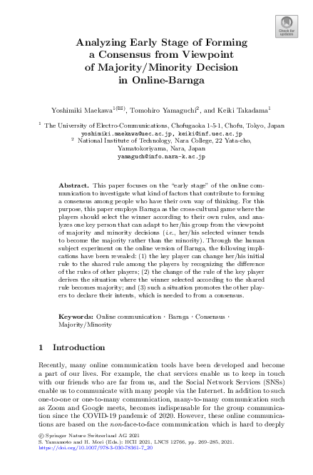 (PDF) Analyzing Early Stage of Forming a Consensus from Viewpoint of ...