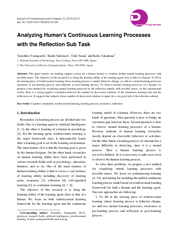 (PDF) Analyzing Human's Continuous Learning Processes with the ...