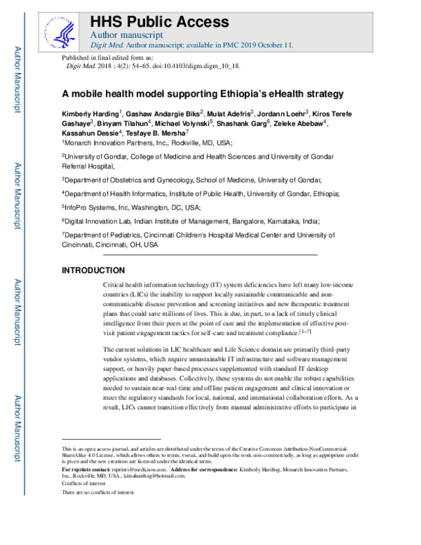 (PDF) A mobile health model supporting Ethiopia's eHealth strategy ...