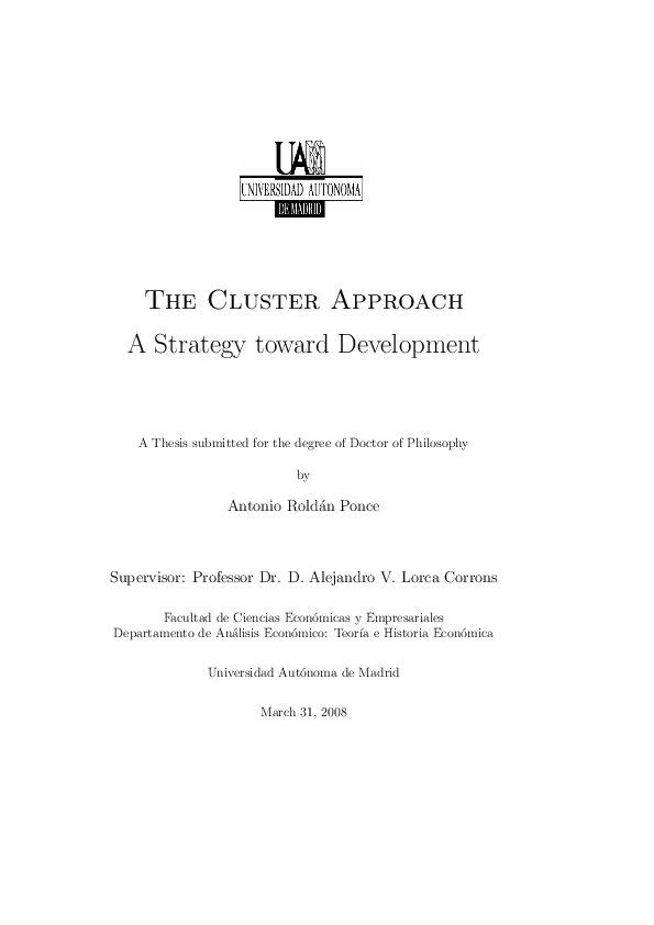 (PDF) The cluster approach a strategy toward development