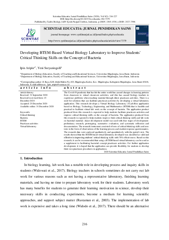 (PDF) Developing BTEM-Based Virtual Biology Laboratory to Improve ...